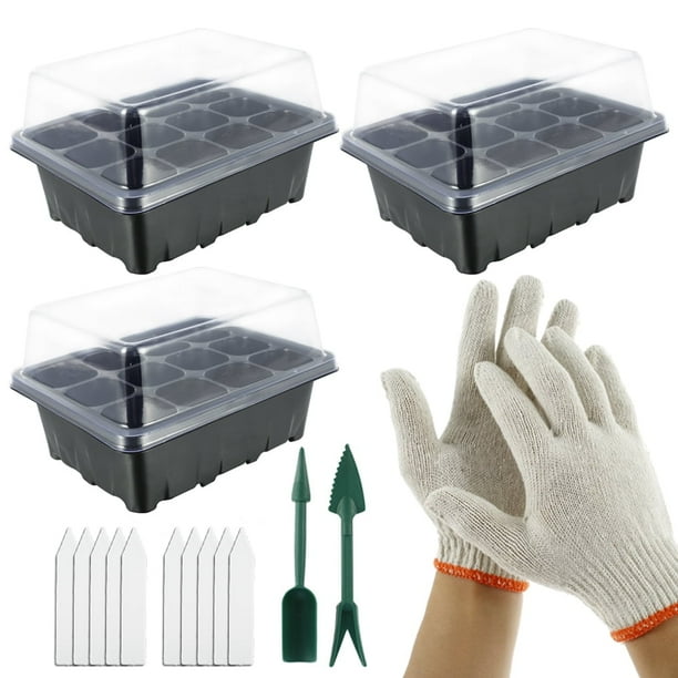 12 Cells Seedling Starter Tray Seed Germination Garden Flower Plant ...