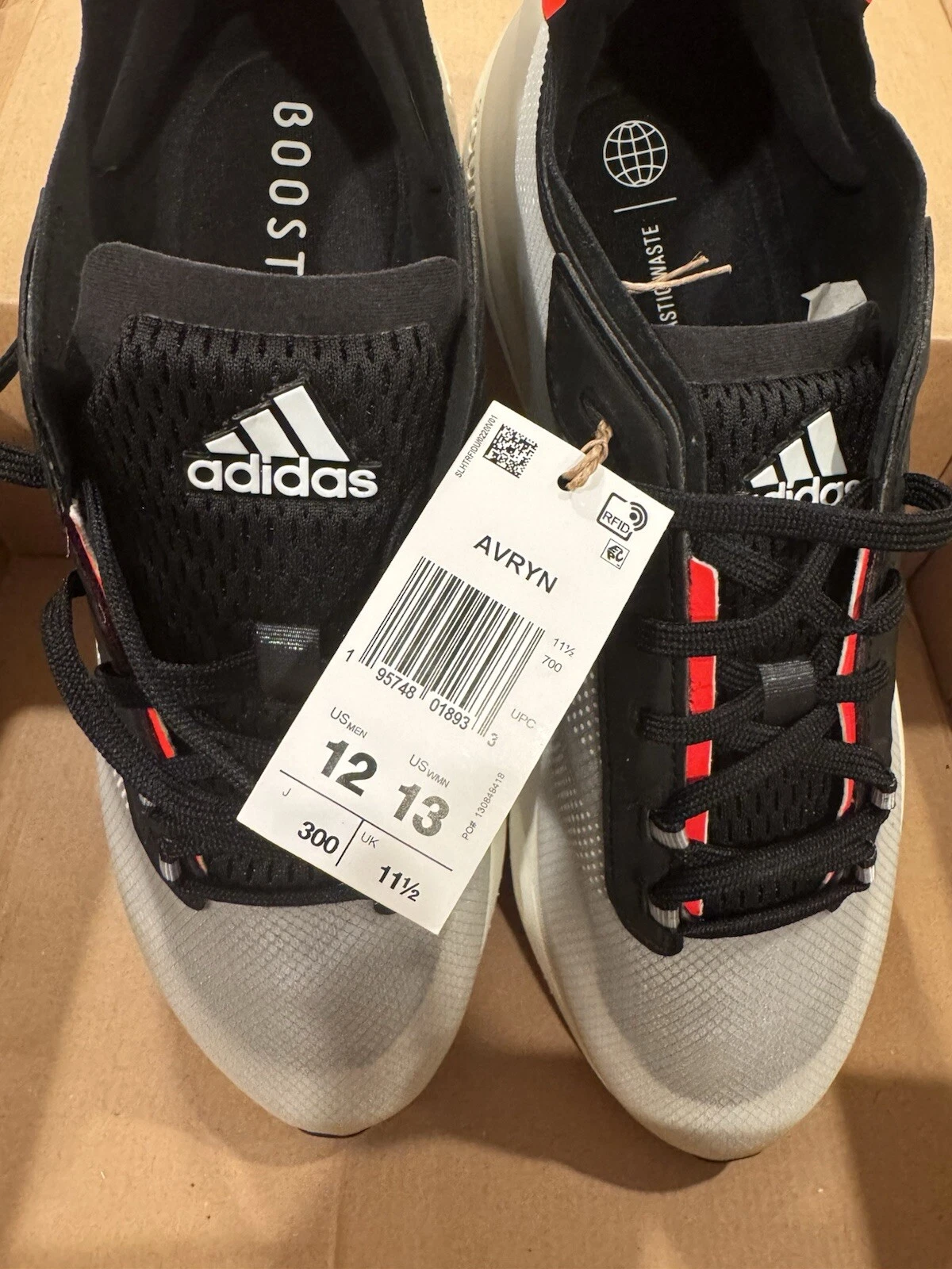 Adi - das Avryn Grey Solar Red Shoes Sneakers Mens 12 Running Boost ...