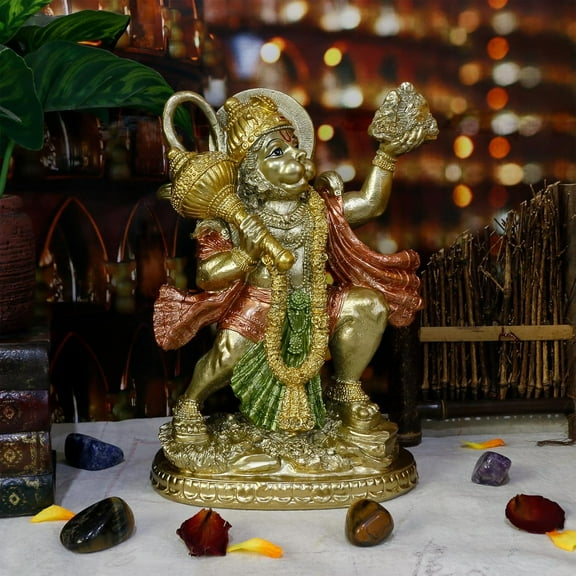 Standing Lord Hanuman Devoted Monkey God Brass Statue Unwavering ...