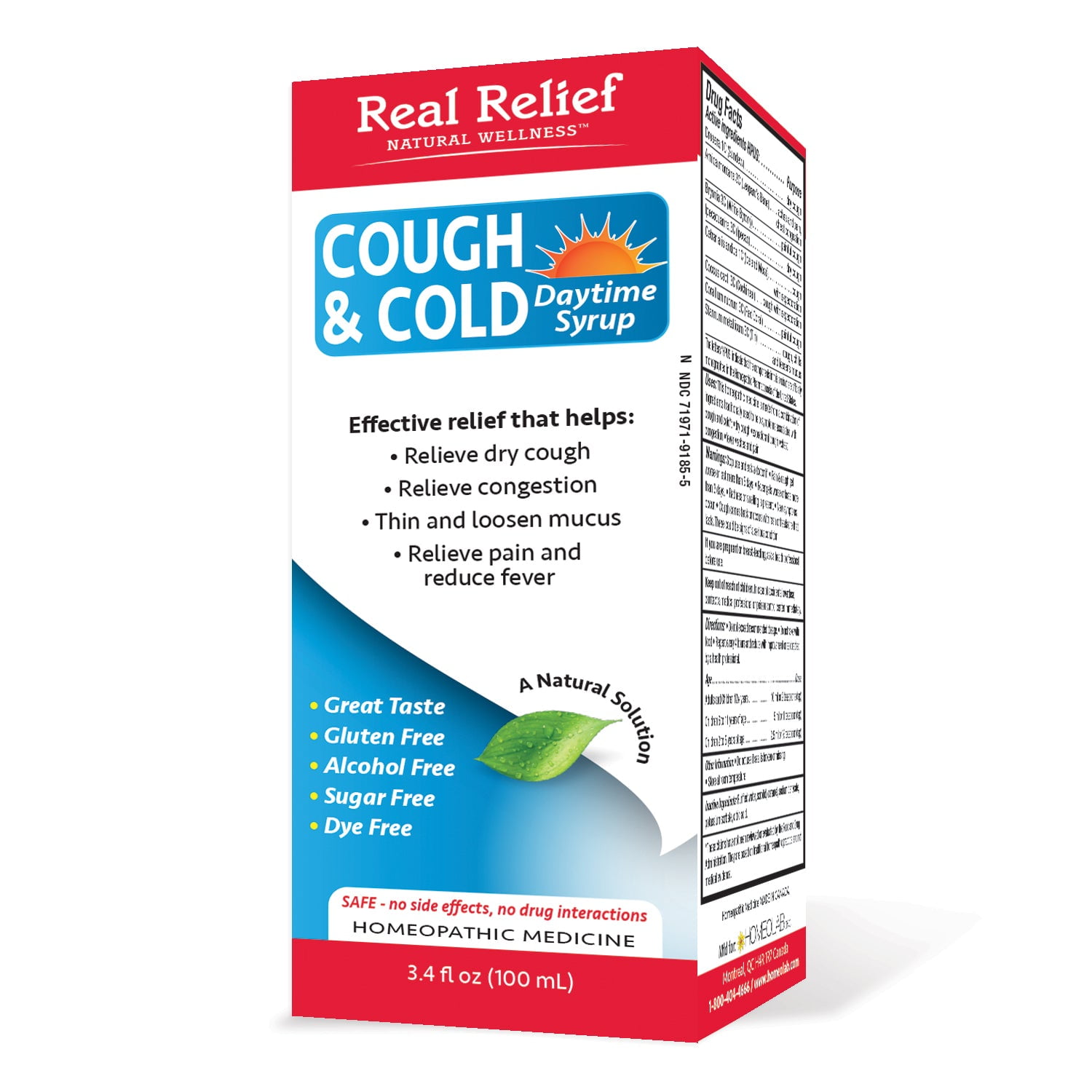 Real Relief Cough & Cold Daytime Syrup Non Drowsy Formula 3.4 Fl Oz ...