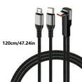 Fast Speed 66W 2 in 1 Charging Cable Nylon Braided Data Line For Type C ...