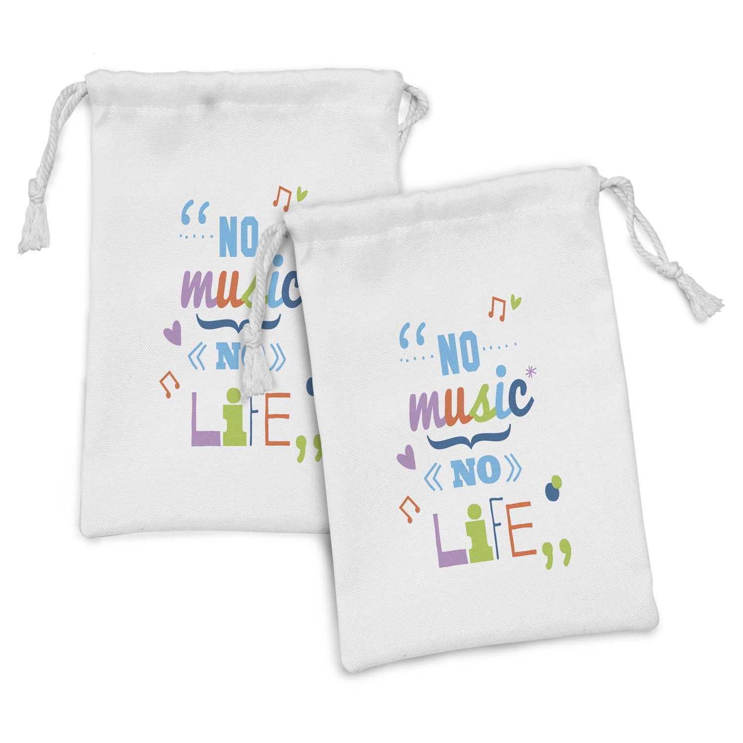 Saying Fabric Pouch Set of 2, No Music, No Life Fun Cheering Saying ...