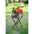 27" Gray Stone Slab Plant Stand, Black & Gold Metal Plant Stand with ...