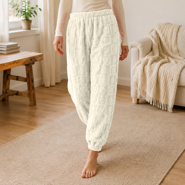 ThriftyPlait Women's Embossed Fleece Jogger Lounge Pants Casual Elastic ...