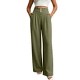 BONIXOOM Pants for Women, High Waist Wide Leg Pants, Button Front Dress ...
