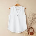 Fengqque Women's Solid Color Linen-cotton Sleeveless V-neck Casual ...