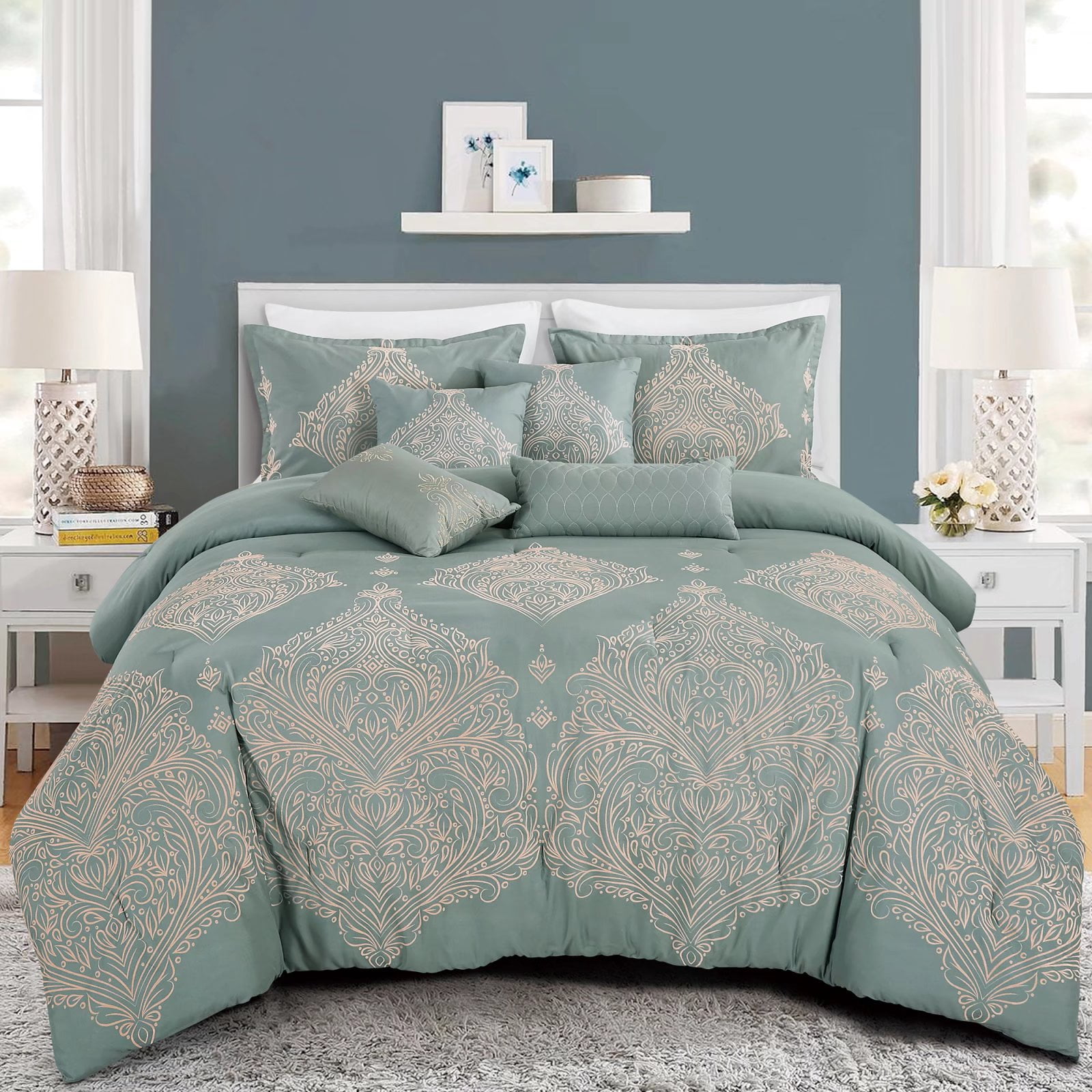Hgmart Bedding Comforter Set Bed In A Bag 7 Piece Luxury Microfiber