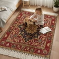 Bedroom Rug Carpet 3'x 5', Red Boho Washable Floor Carpet with Tassels ...