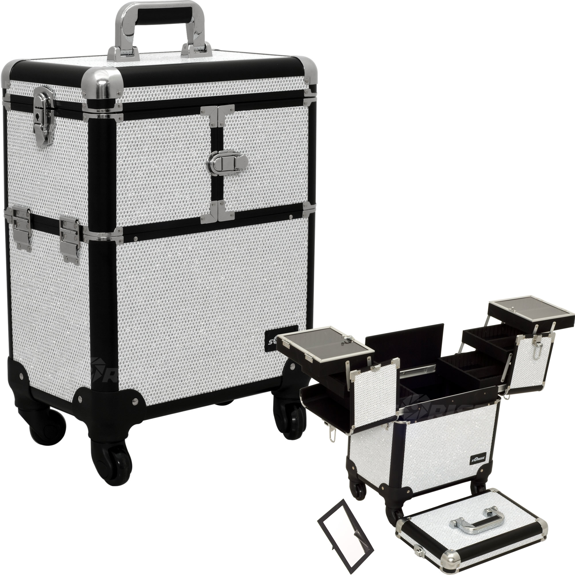 White Interchangeable 3-Tiers Accordion Trays Krystal Pattern ...