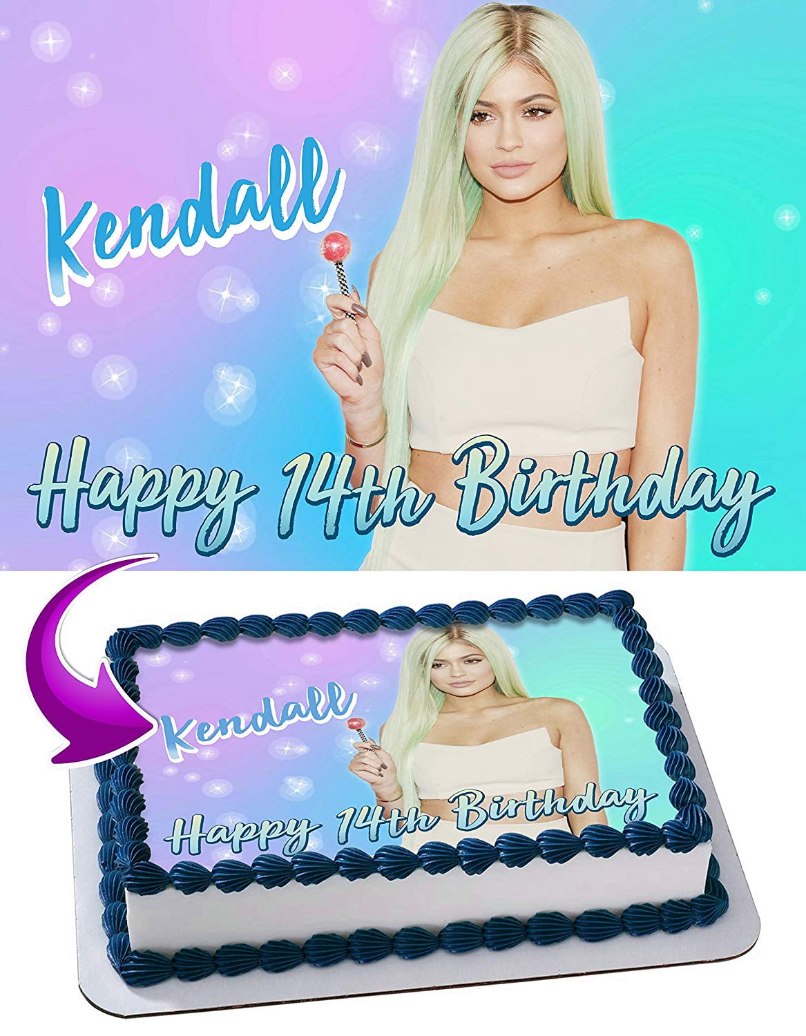 Kylie Jenner Edible Cake Image Topper Personalized Picture 1/4 Sheet (8 ...