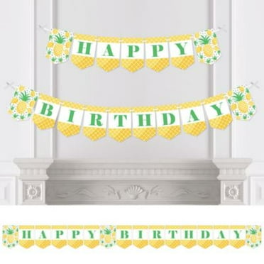 Flamingo Pineapple Happy Birthday Banner Pennant - Flamingle Party ...