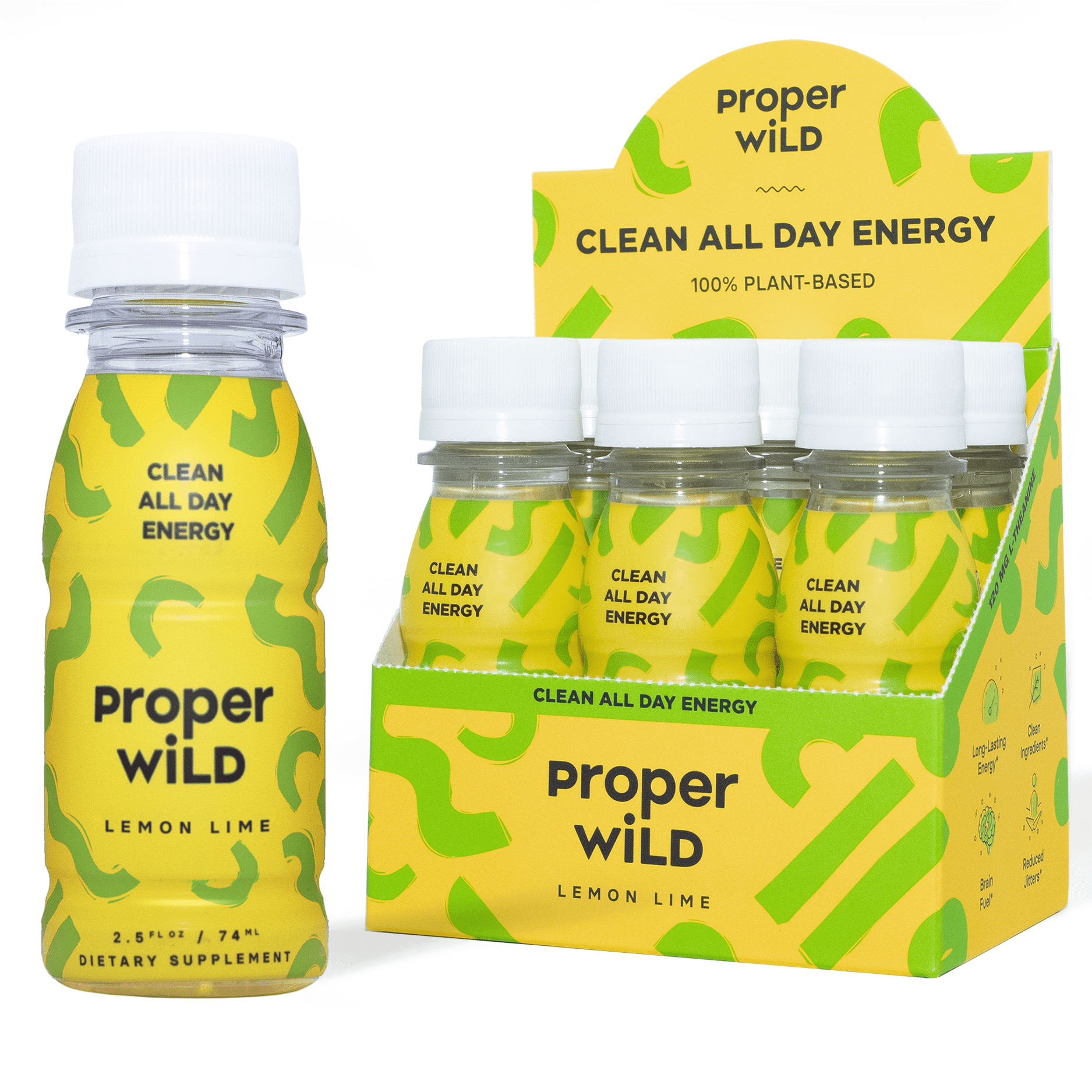 Proper Wild, Natural Clean All Day Energy Shots, Lemon Lime, 6-Pack ...