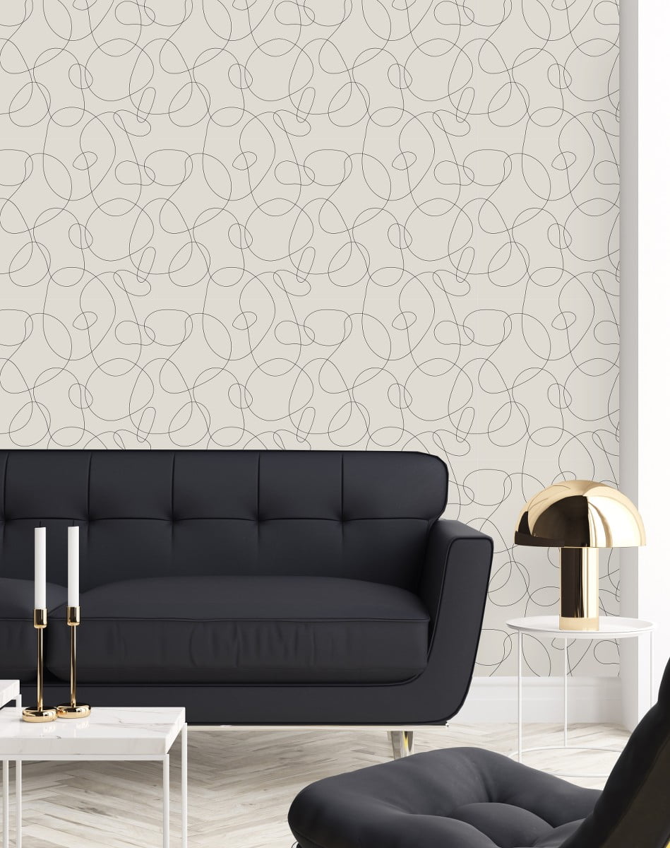 White Wallpaper with Black Lines - Walmart.com