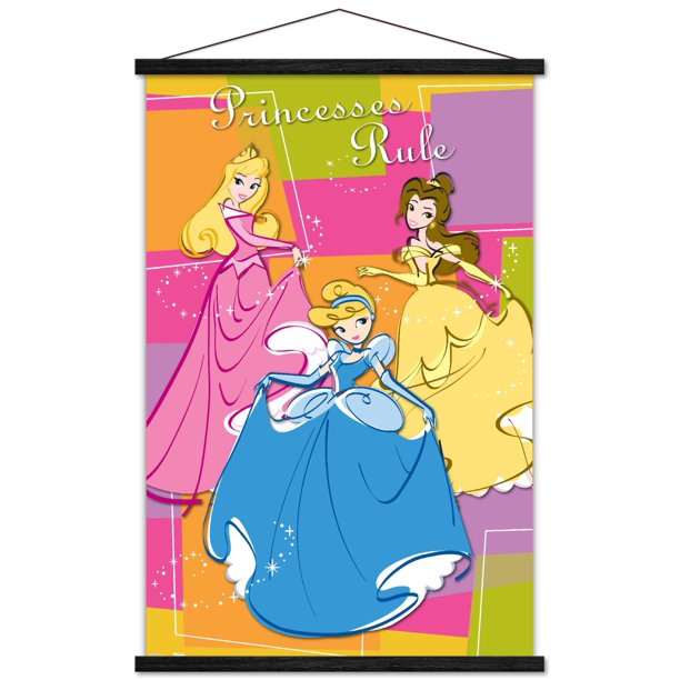 Disney Princess - Princess Rule Wall Poster with Wooden Magnetic Frame ...