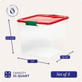 HOMZ 31 Qt Christmas Ornament Storage Boxes, Plastic Bin with Latching ...