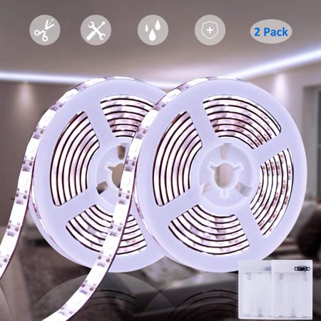 Battery Powered Led Strip Lights uertd White Strip Lights Waterproof 6 ...