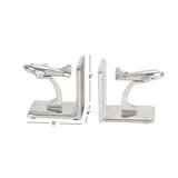DecMode 5" Airplane Silver Aluminum Bookends (Set of 2) - Walmart.com
