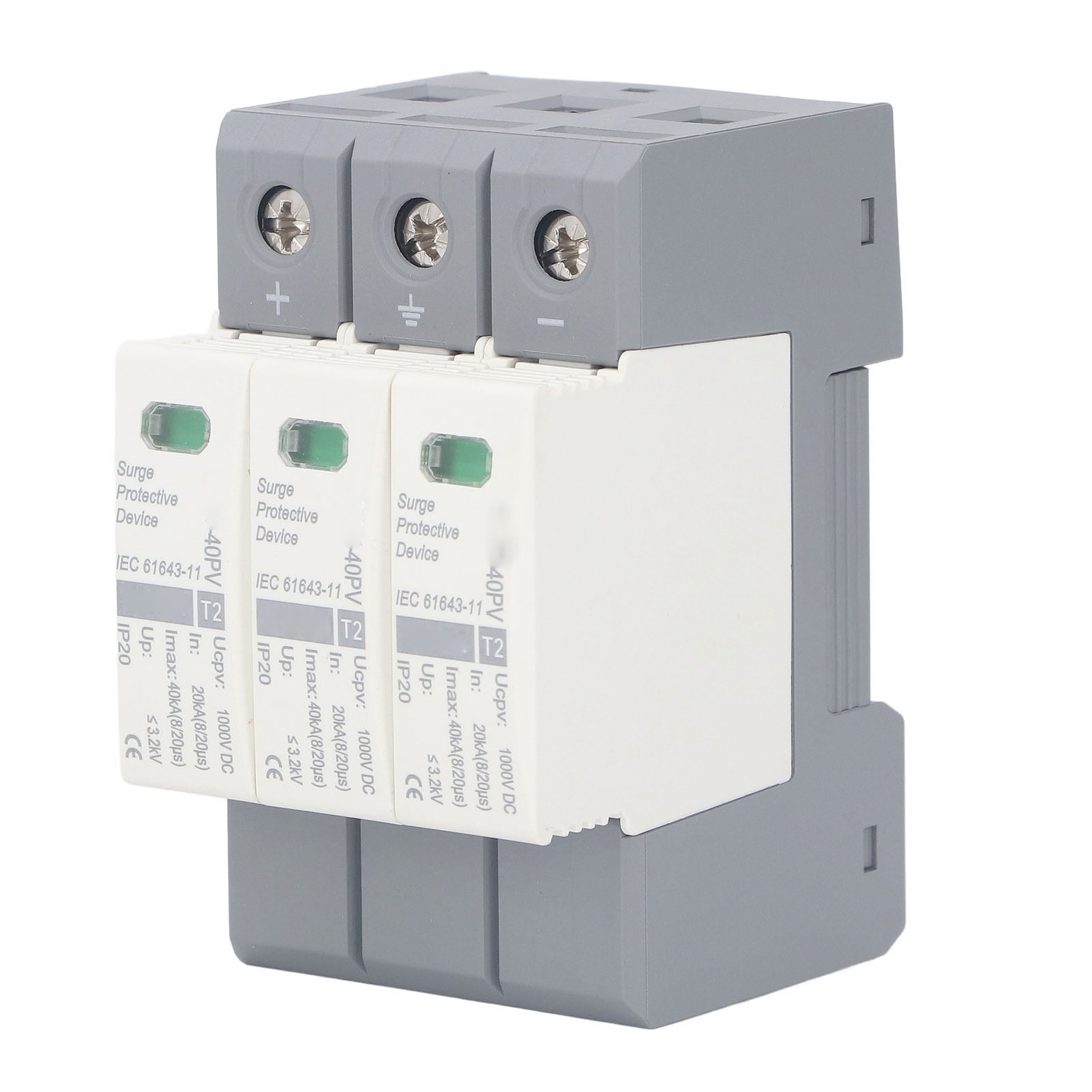 Ouitble Dispositivo De Protección contra Sobretensiones 3p, 1000vdc, 20‑40ka Ip20 Protector De ...