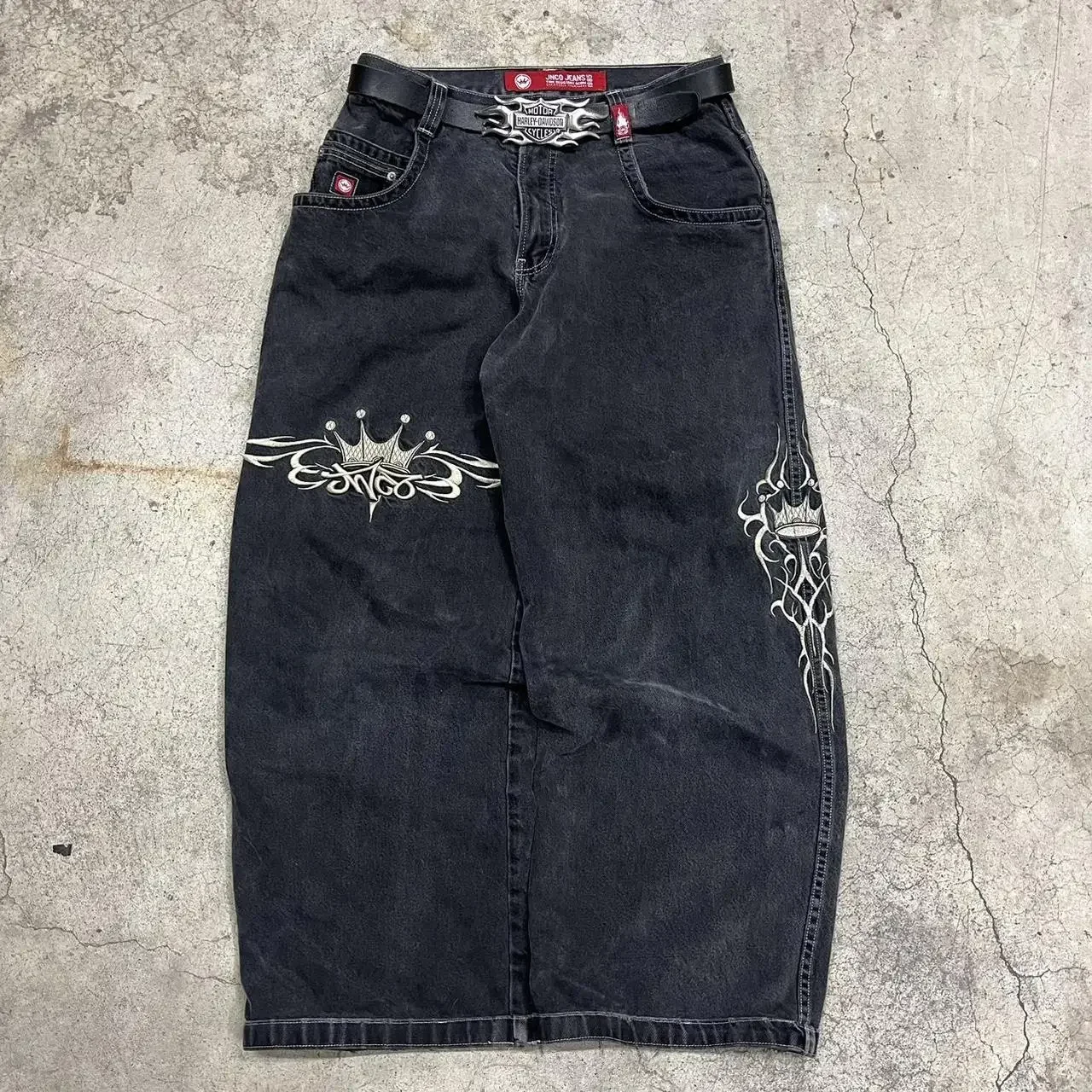 Click here for Streetwear Jnco Wide Leg Jeans Men Y2k Hip Hop Har... prices