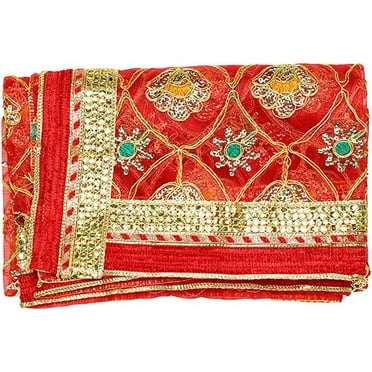 Red Large Decorative Silk Cloth Chunari (Size :- 40 Inches x 40 Inches ...