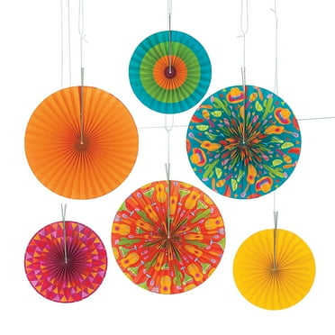Fiesta Paper Fans - Party Supplies - 12 Pieces - Walmart.com
