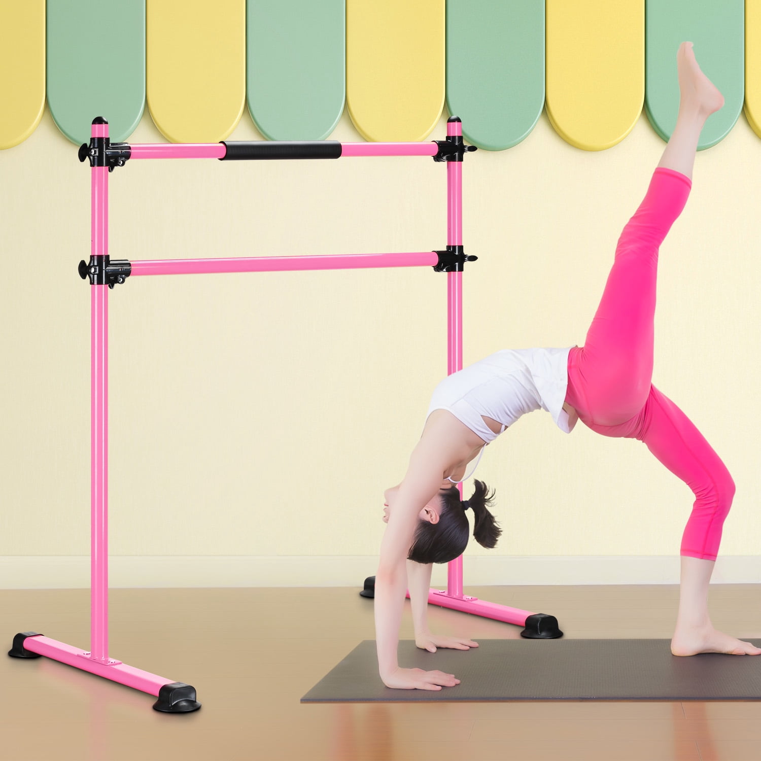 Ainfox Adjustable Double Ballet Barre Stretching Bar Free Standing Home ...
