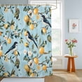 Bathroom Shower Curtain Spring Pastoral Lemon Bird on Blue Waterproof ...