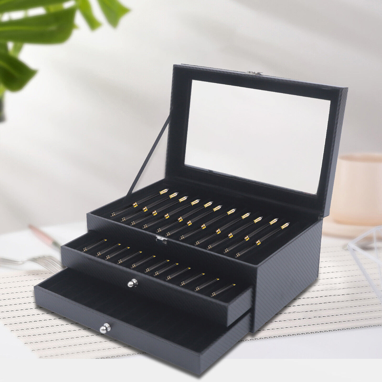 Pen Box Fountain Pen Box Pen Display Case Lid 36 Slot Pen Case Pen Box ...