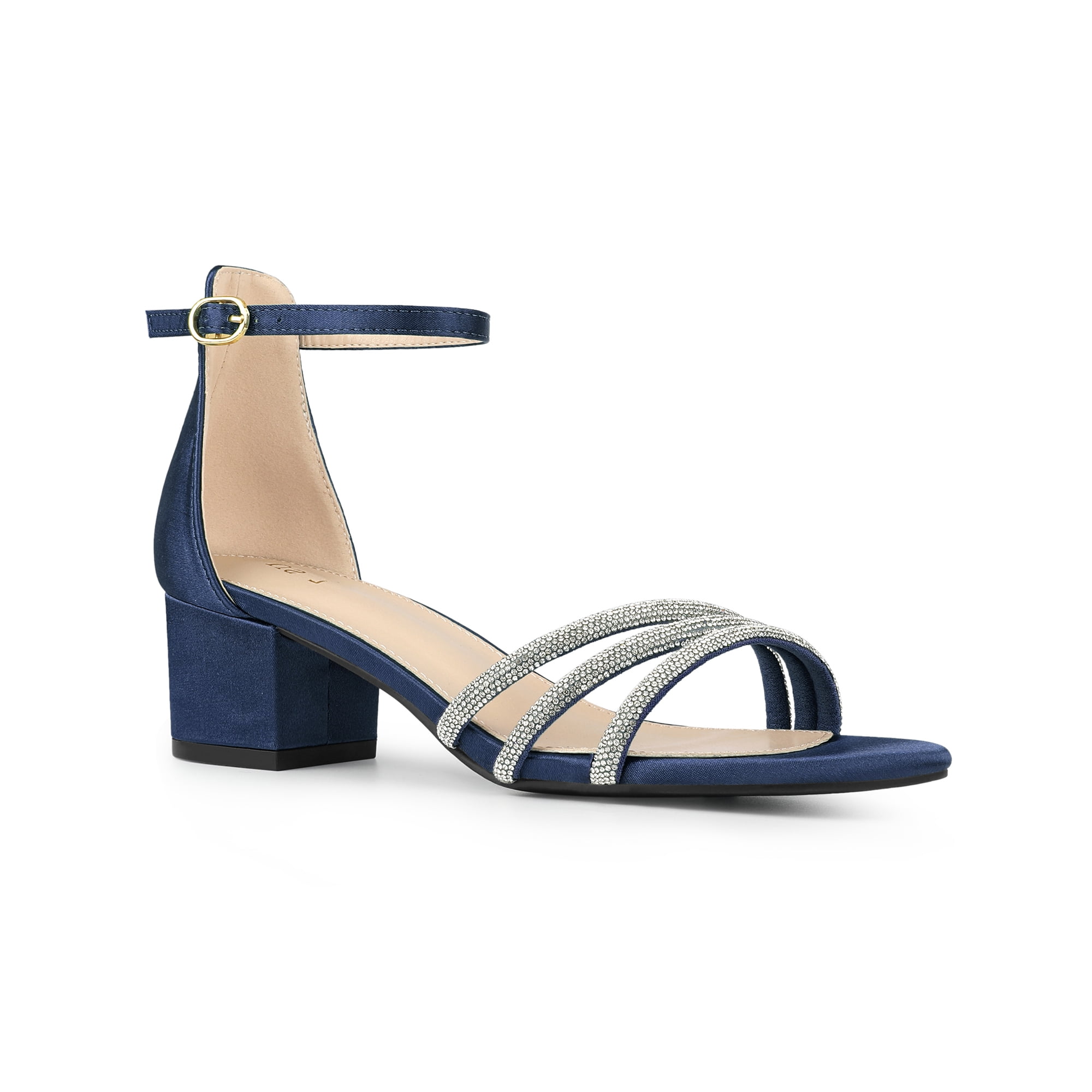 Click here for Blissful Step Satin Rhiness Open Toe Block Heel Sa... prices