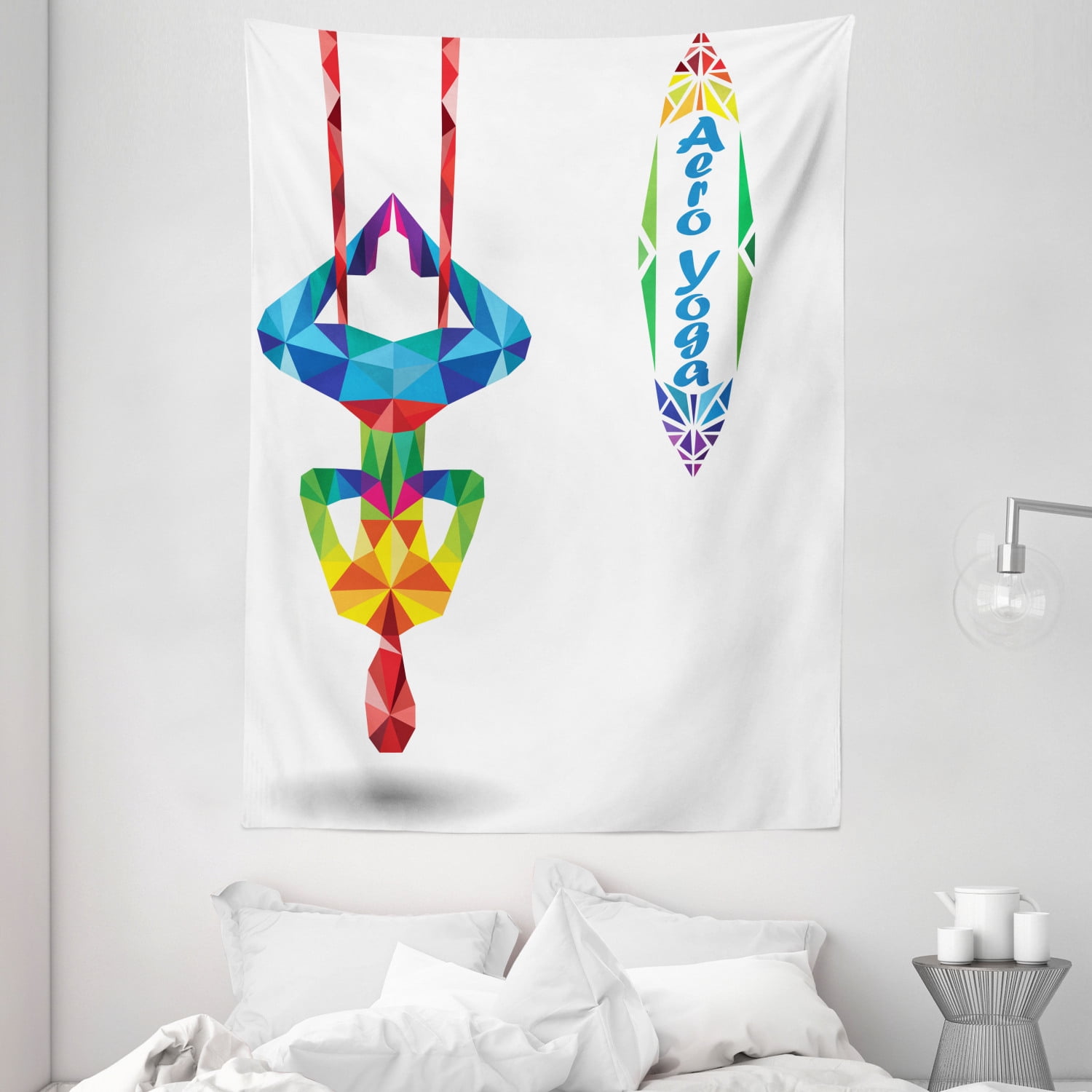 Yoga Tapestry, Aerial Aero Anti-Gravity Yoga Theme Colorful Triangles ...