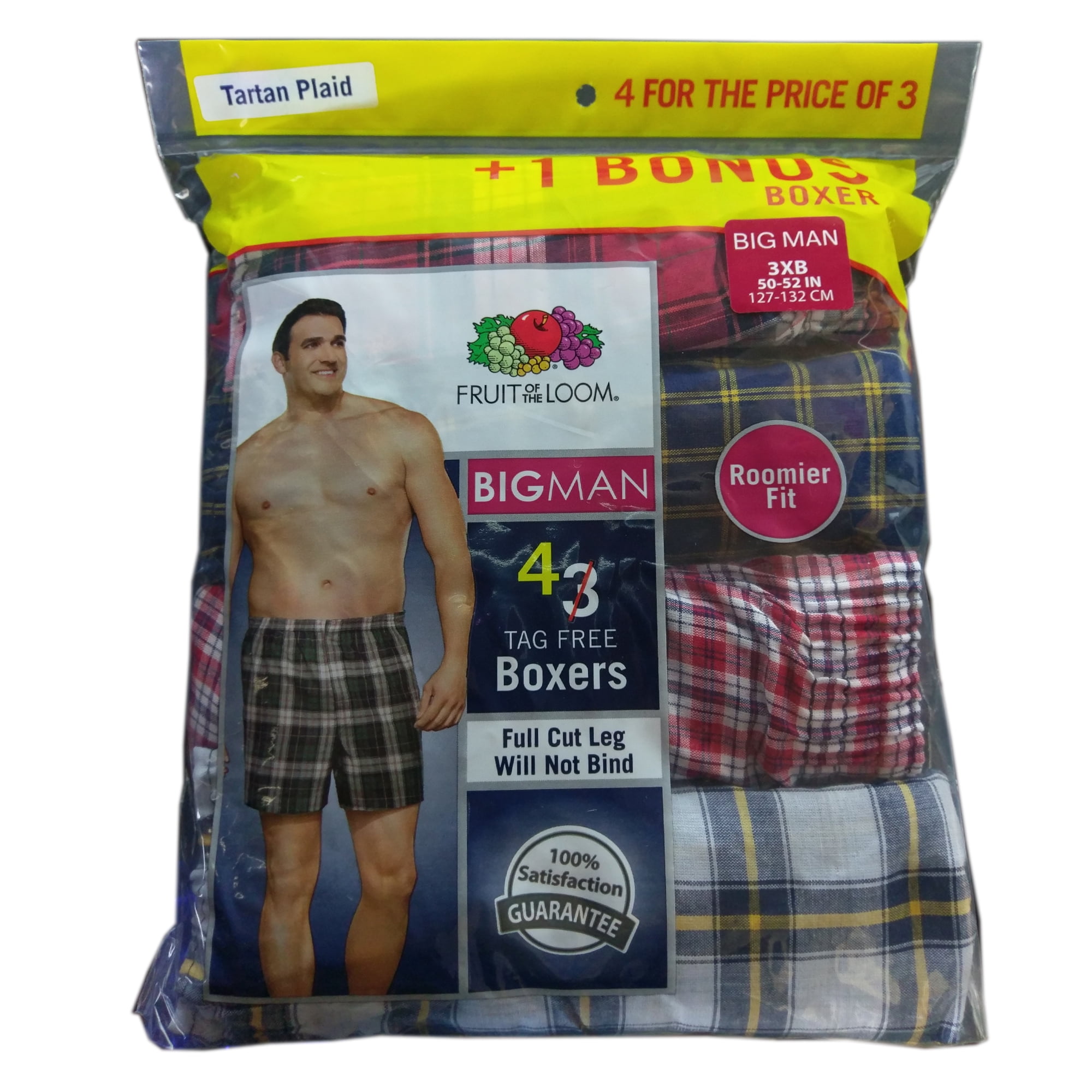 Bonus Pack! Fruit of the Loom Big Men's Collection 3+1 Free Traditional ...