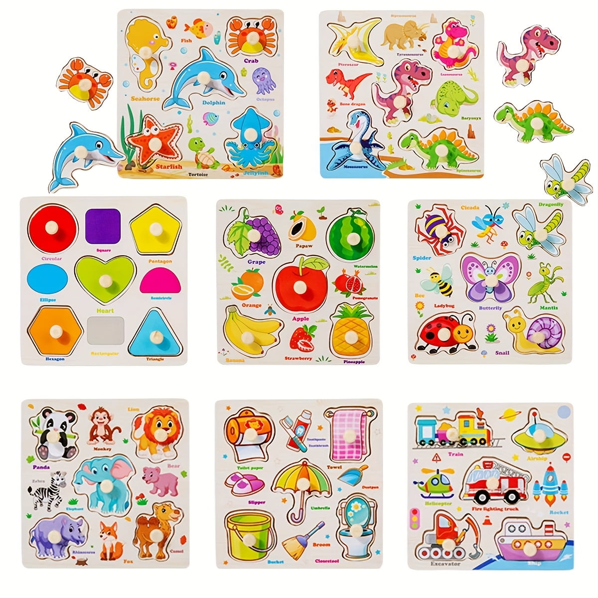 Click here for Leeyneer Wooden Peg Puzzles For Toddlers 2-4 8pcs... prices