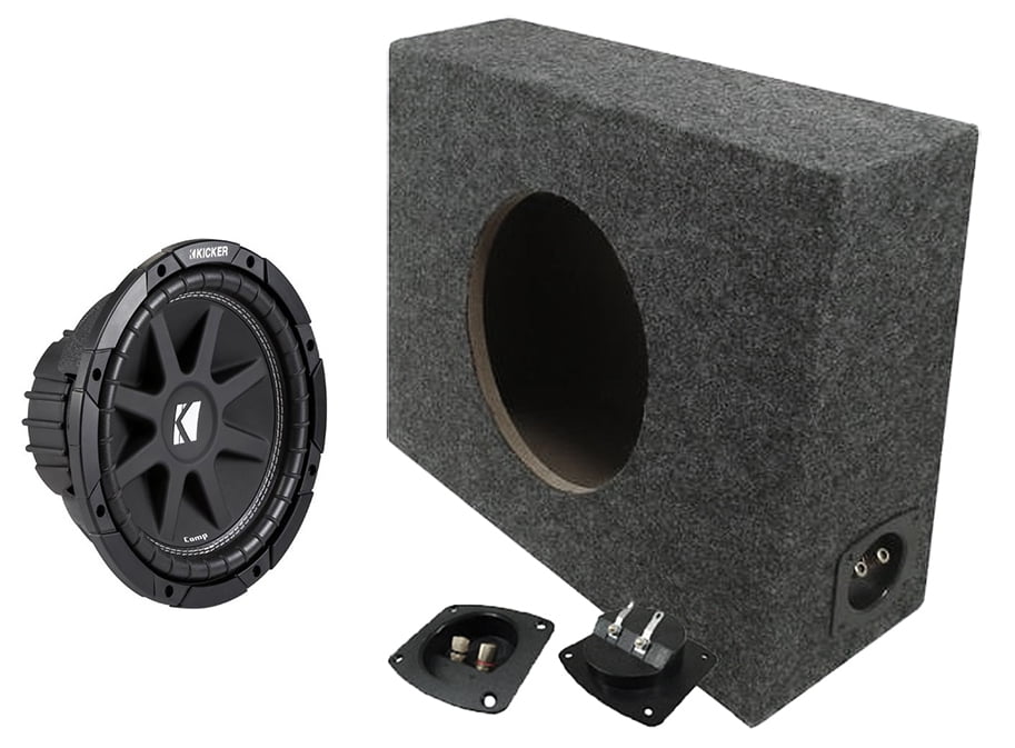 Kicker 43C104 150W RMS 4 Ohm 10" Subwoofer and 110TRUCK3/4 10" Sub Box ...