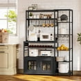 Bakers Rack with Power Outlet, Kitchen Stand with Storage Shelf and ...