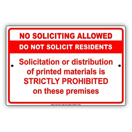 No Soliciting Allowed Solicitation Or Distribution Of Printed Material ...