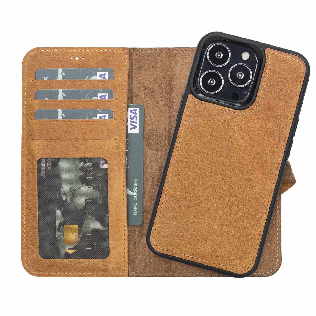 Personalized iPhone 13 Pro Max Detachable Leather Wallet Case with ...