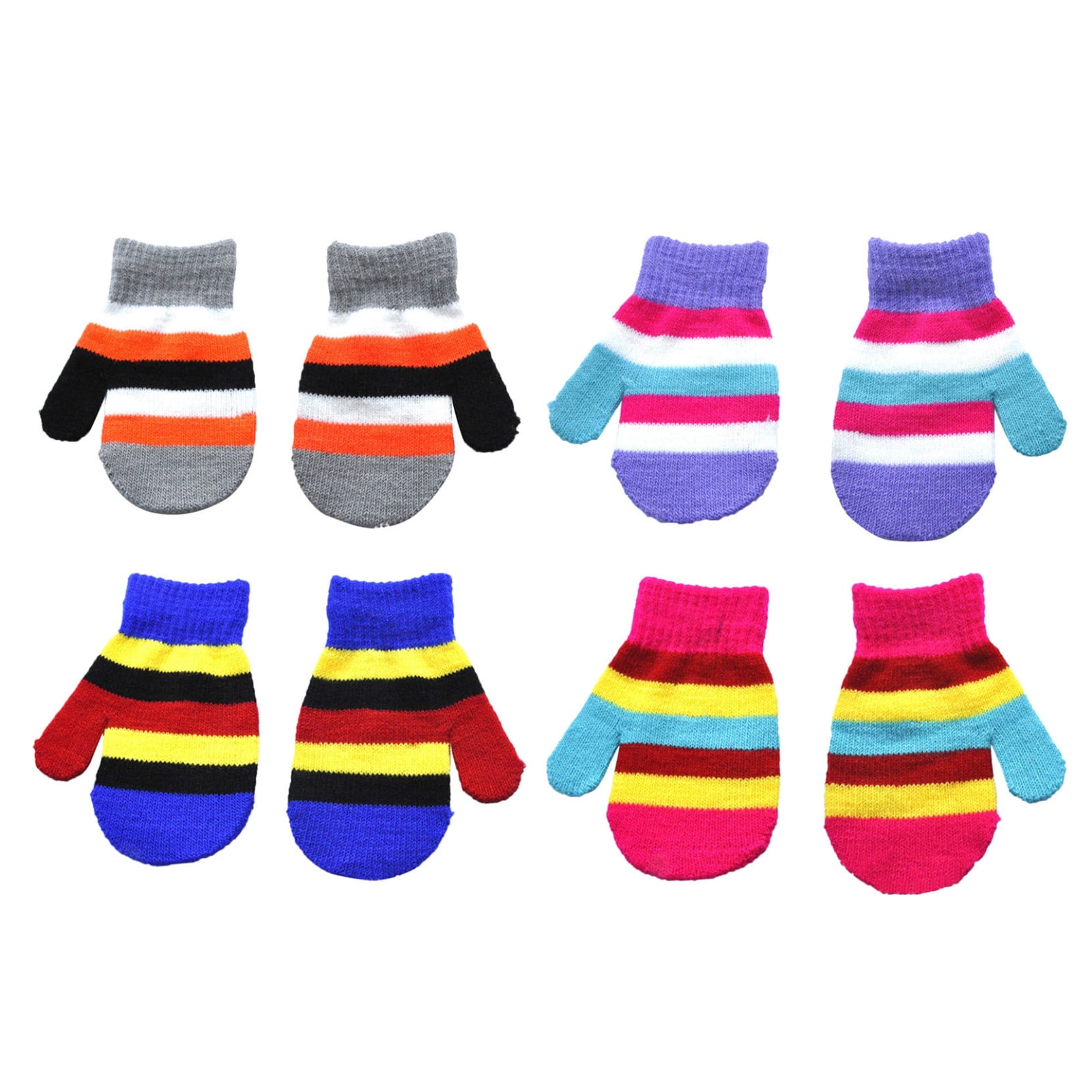 Meichang 4 Pairs Mittens Toddler Baby Boys Girls Winter Warm Knit ...