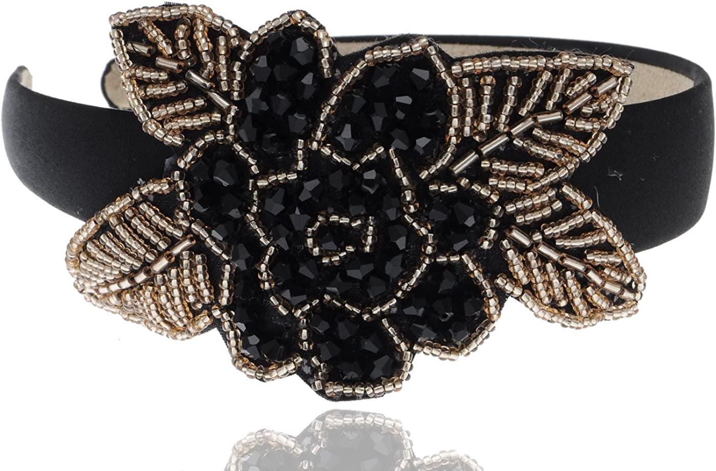 Intricate Design Single Black Bead Flower Gold Bead Leaves Fashion ...