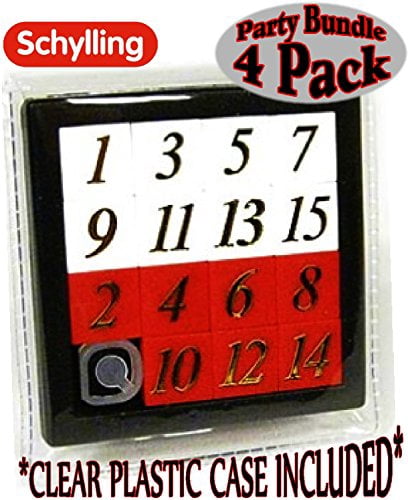Buy Schylling The 15 Puzzle (Number Slide Brain Teaser) with Clear Carry Case Party Bundle - 4 ...