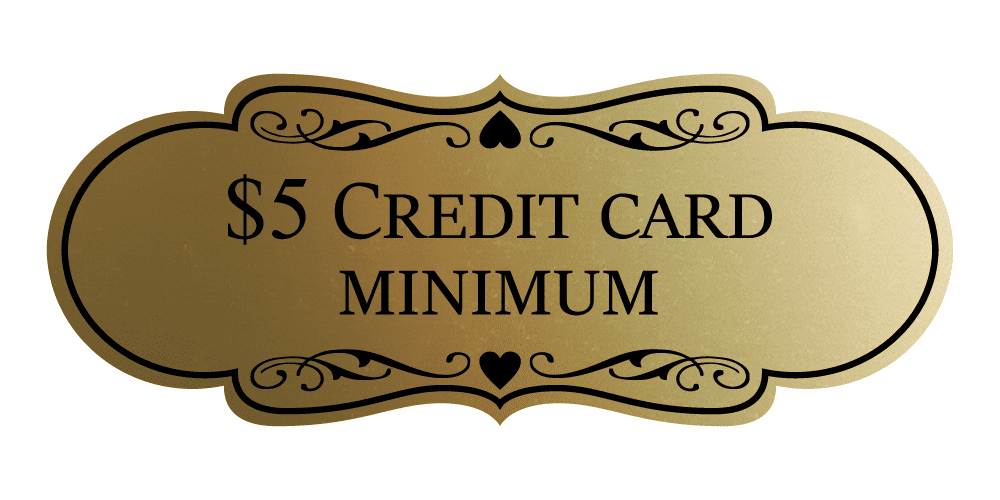 Signs ByLITA Designer $5 Credit Card Minimum Sign (Brushed Gold ...