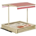 Outsunny Covered Sandbox with Adjustable Canopy for Kids, Wooden ...