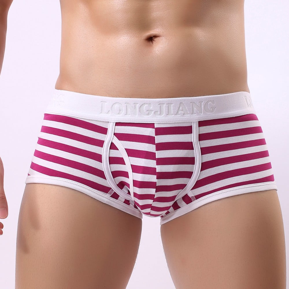 Sexy Mens Striped Breathe Underwear Briefs Bulge Pouch Shorts