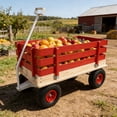 LuckyNote Red Wooden Wagon Cart with Folding Handle, Heavy Duty All ...