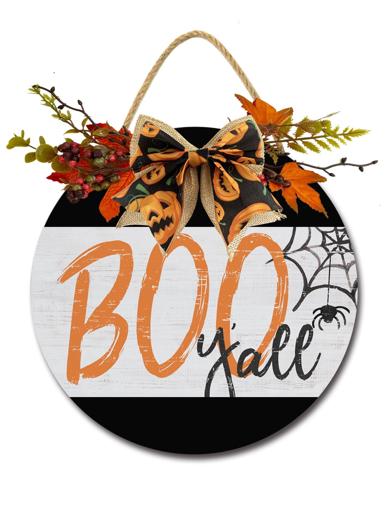 Boo Y'all Sign Front for Door Decoration, 11 in Round Wood Wreaths Wall ...
