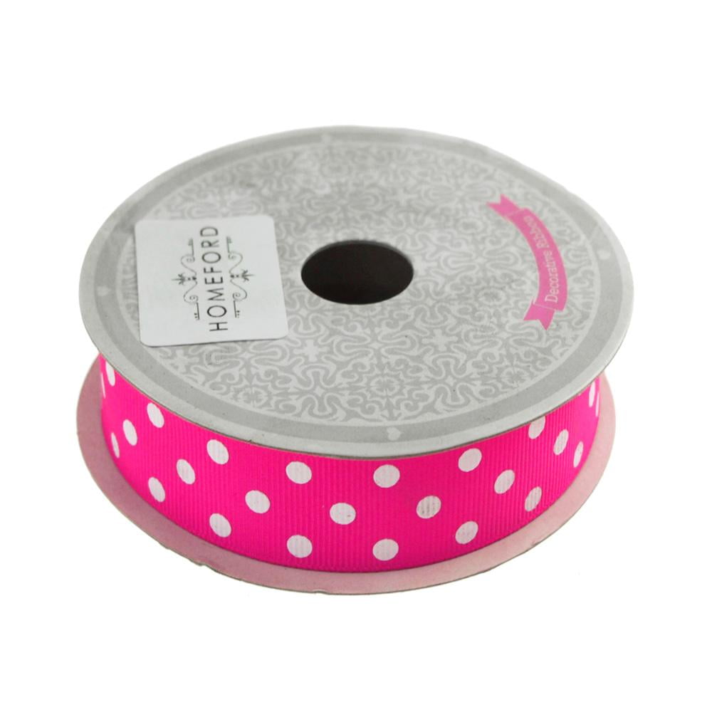 Polka Dot Grosgrain Ribbon, 7/8-Inch, 10 Yards, Hot Pink - Walmart.com