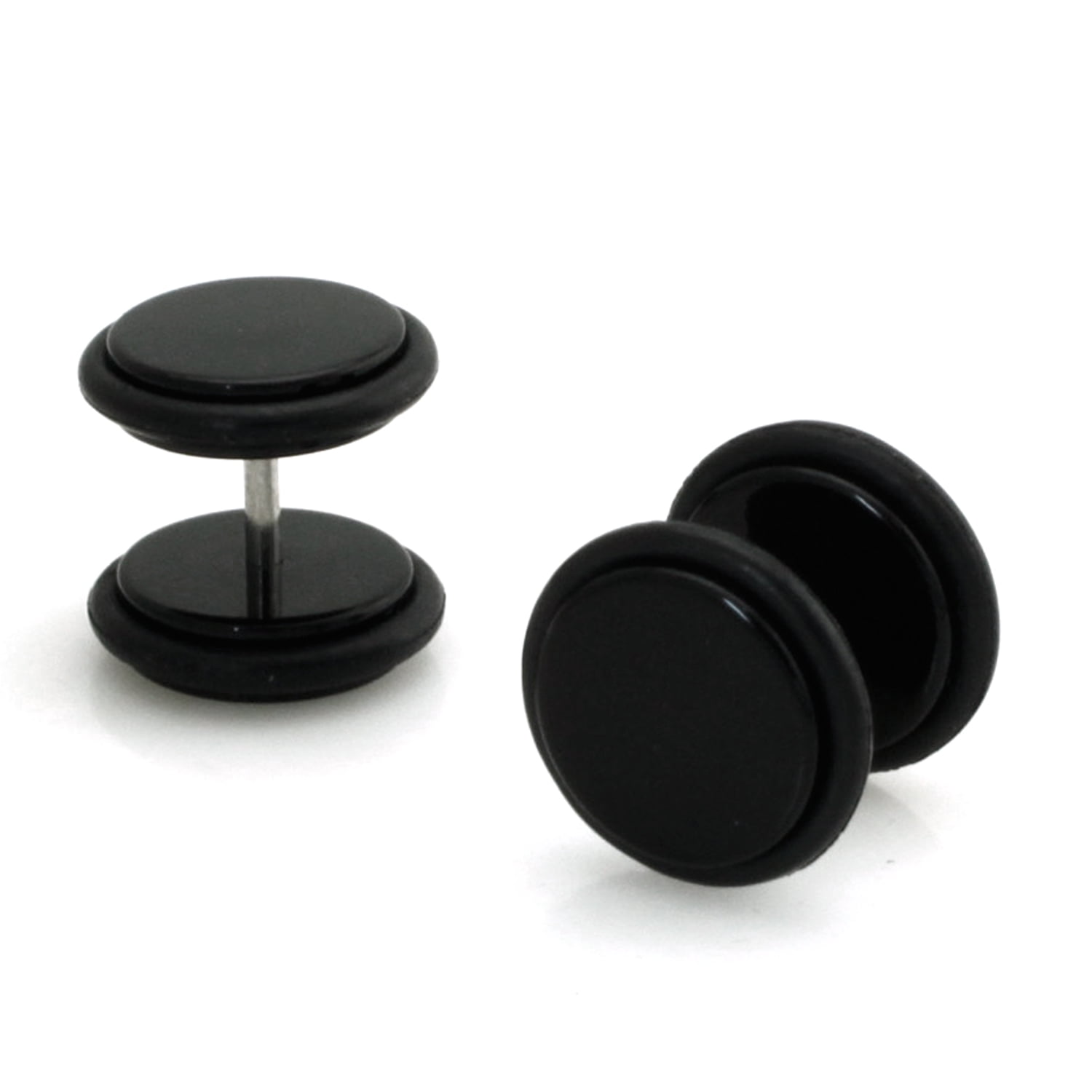 Black Acrylic Round Fake Cheater Plugs Body Jewelry - Walmart.com