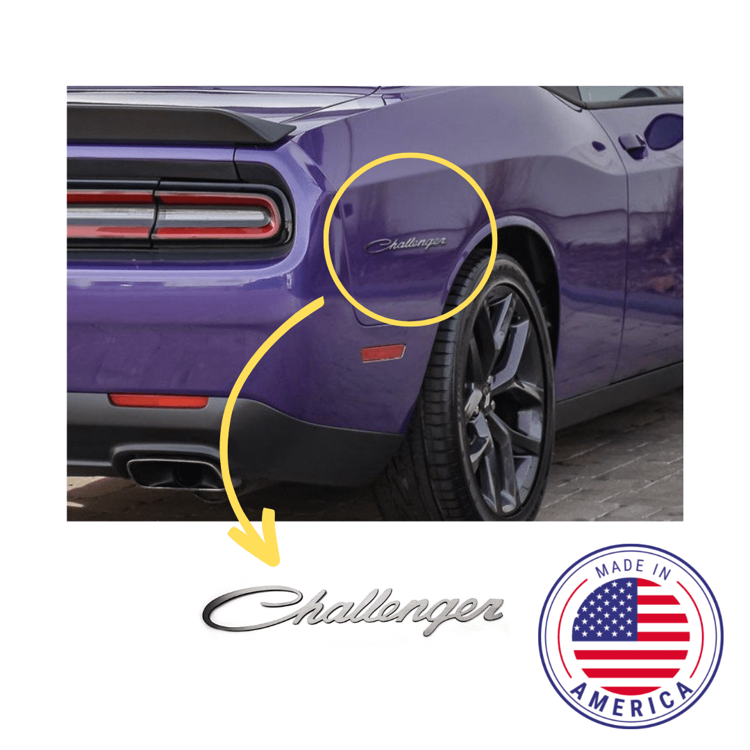 2pc Dodge Challenger Side Fender Emblem Badge Polished Finish Official ...