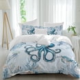 4 Piece Duvet Cover Set Cal king, Sea Octopus Blue Seaweed Soft ...