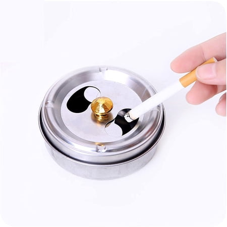 Stainless Steel Ashtray with Lid, Rotating Type, Self-Extinguishing ...