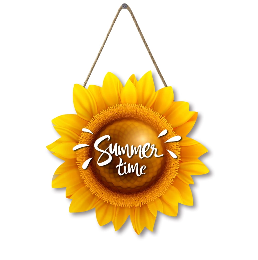 Sunflower Summer Time Wood Door Hanger 12 Inch Large Wooden Flower Sign ...